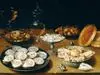 اوسیاس برت بزرگ، طبیعت بی جان با صدف، میوه و شراب. 1620-1625، واشنگتن، گالری ملی